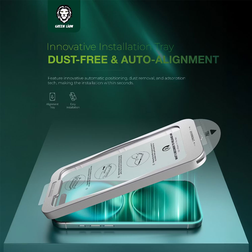 Buy Online Green Lion Picasso 3D Glass With Alignment Tray for iPhone 17 Pro Max Black Edge ...